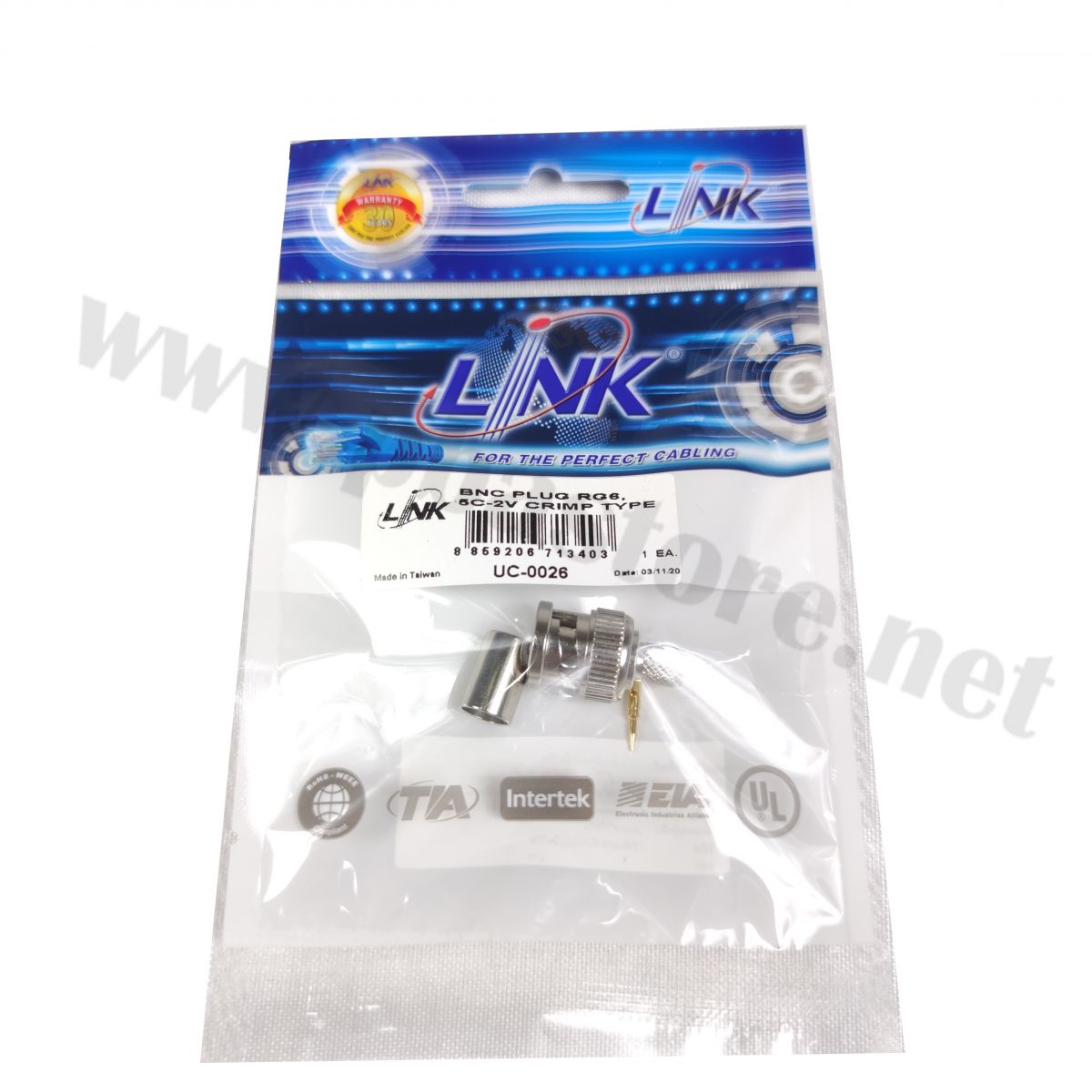 หัว BNC แบบบีบตัวผู้ ชนิดใช้คีมบีบ บรรจุ 1 หัว / แพ็ค INTERLINK รุ่น UC-0026 ใช้สำหรับงานกล้อง ...